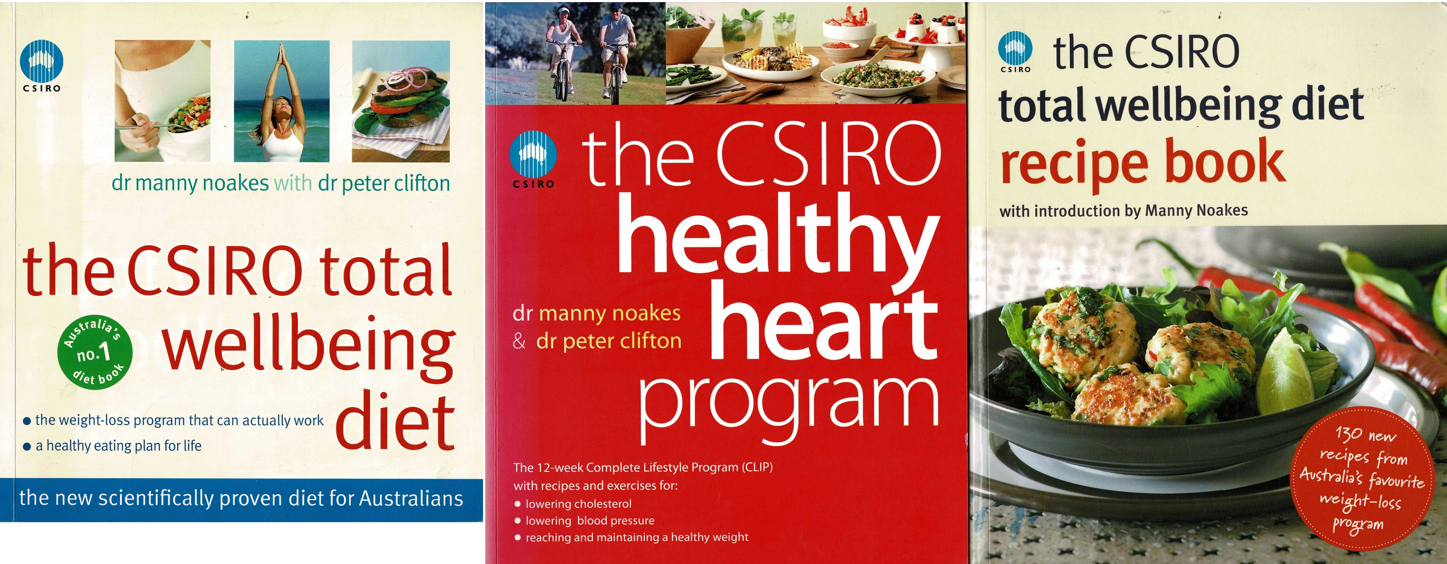 3 x CSIRO - Total Wellbeing Diet, Recipe Book, Healthy Heart by Noakes ...